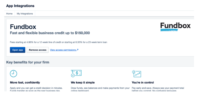 How do I connect Fundbox to my Clio account and apply for credit?