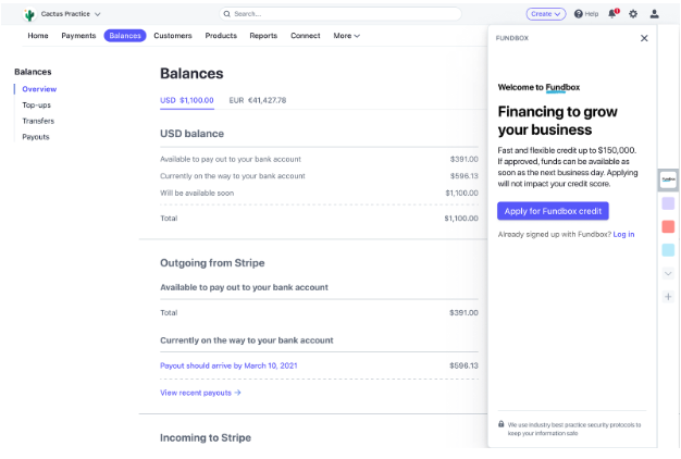 How do I connect my Fundbox account to my Stripe app?